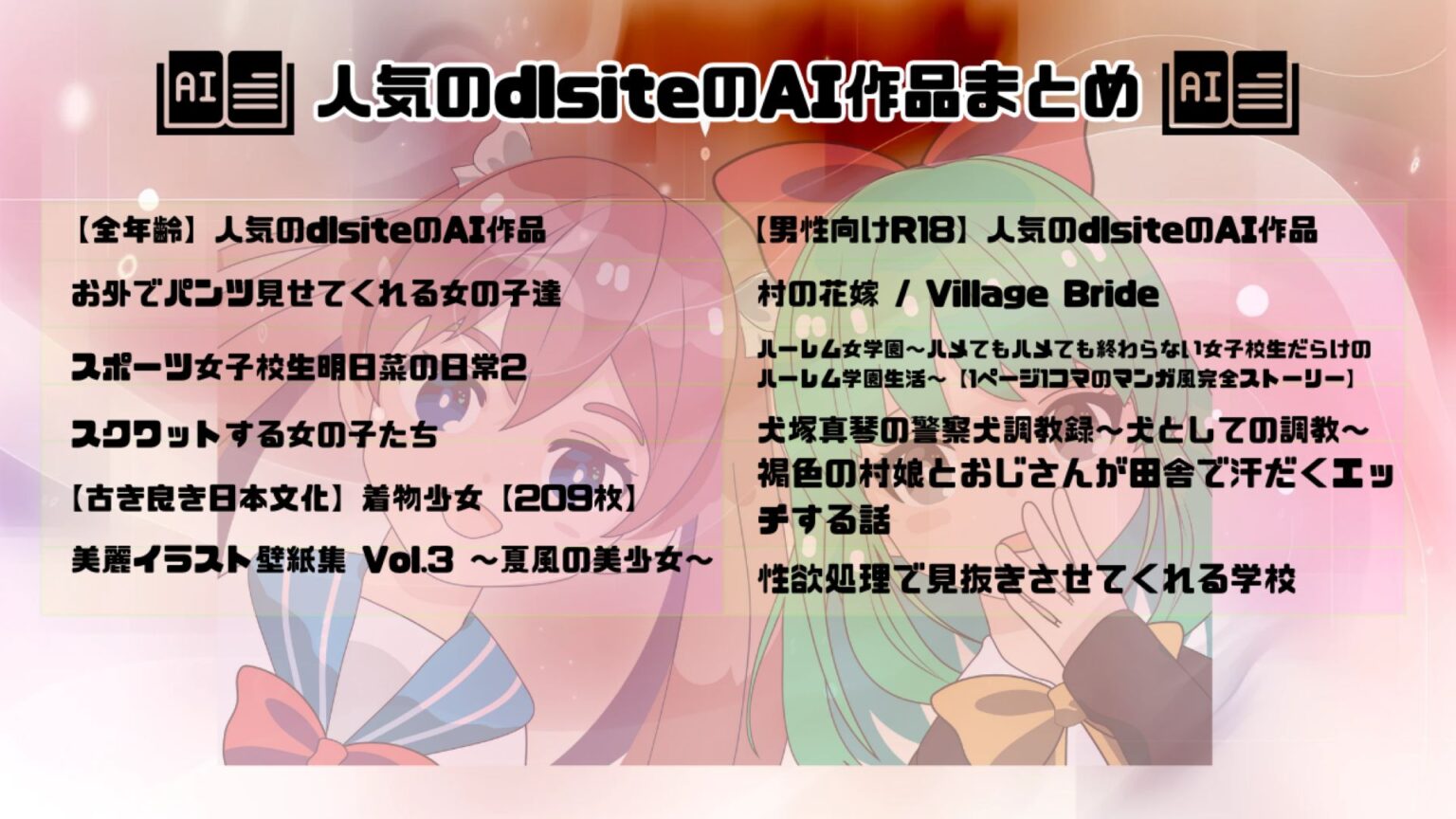 DLsite（DLサイト）のAI作品の人気一覧とAI生成フロアの新設について | アダルトの森